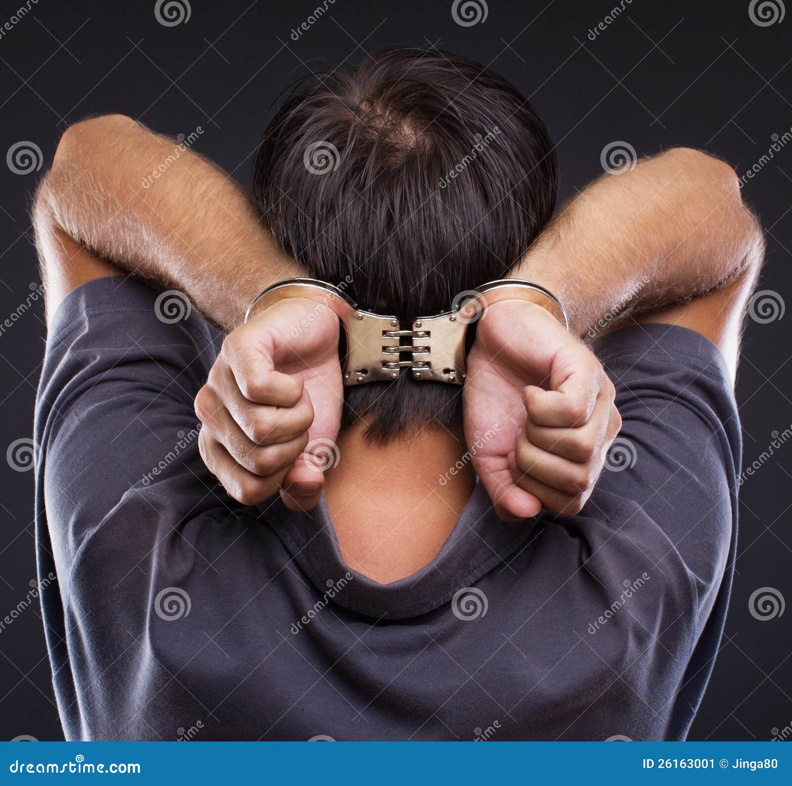 Man in Handcuffs on Gray Background Stock Image - Image of convict ...