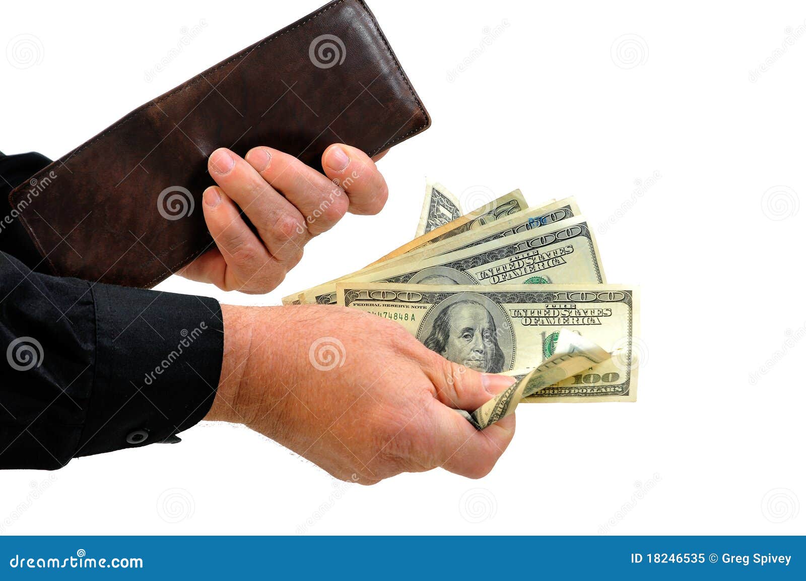 Man Handing Money from Wallet Stock Image - Image of isolated, white ...