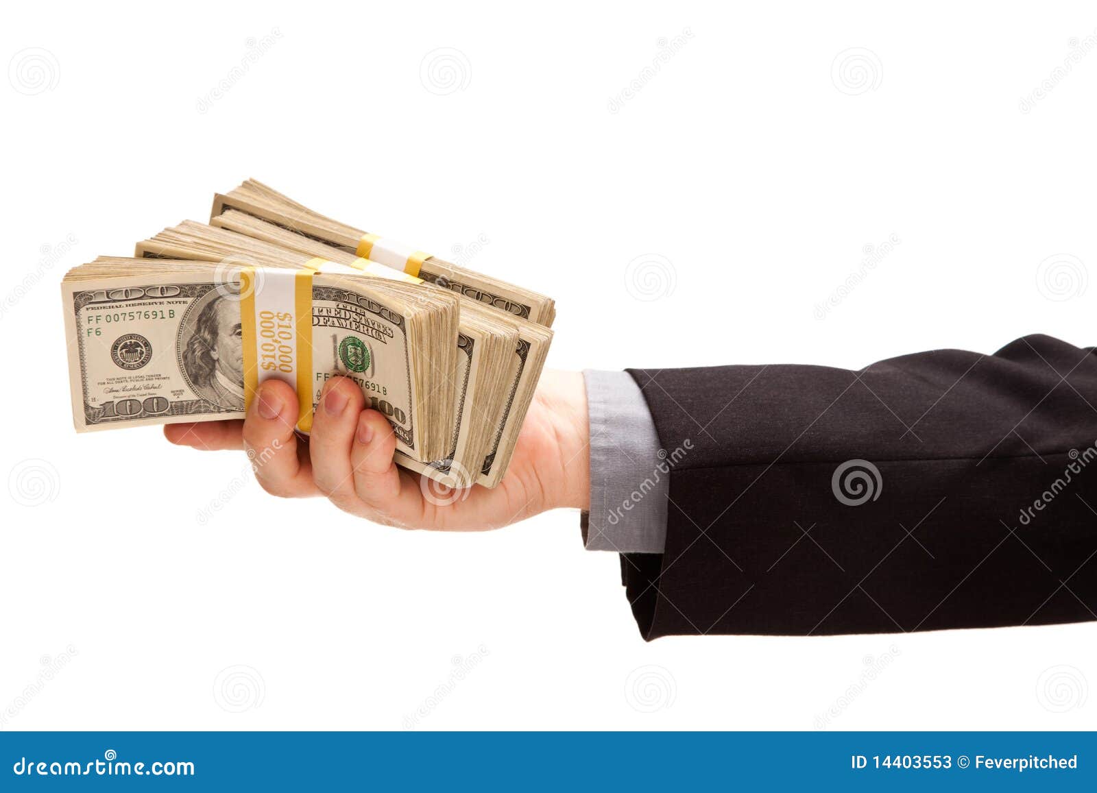 Man Handing Over Hundreds of Dollars Stock Image - Image of hundreds ...
