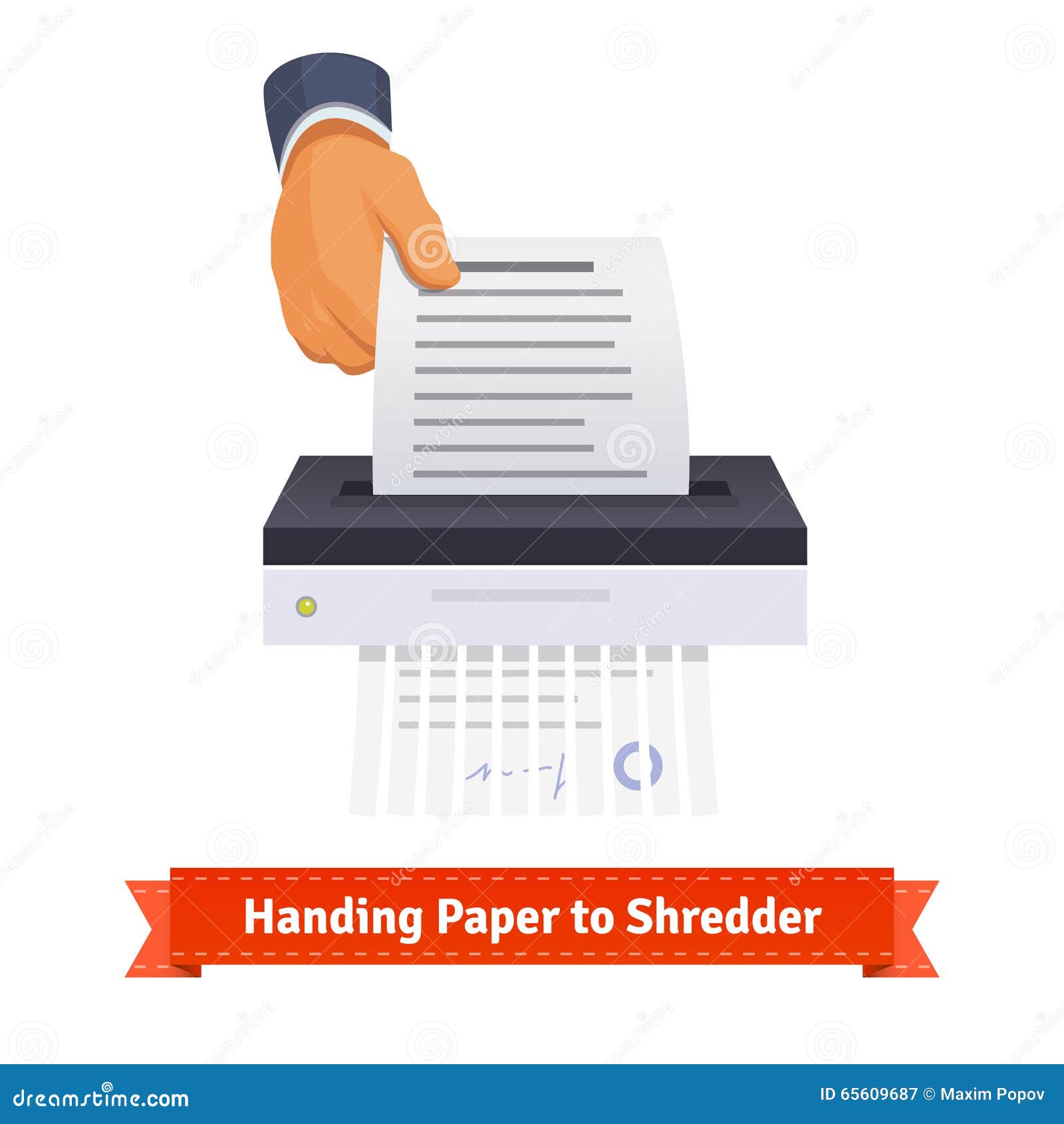Man Handing Paper To Shredder Cartoon Vector | CartoonDealer.com #65609687