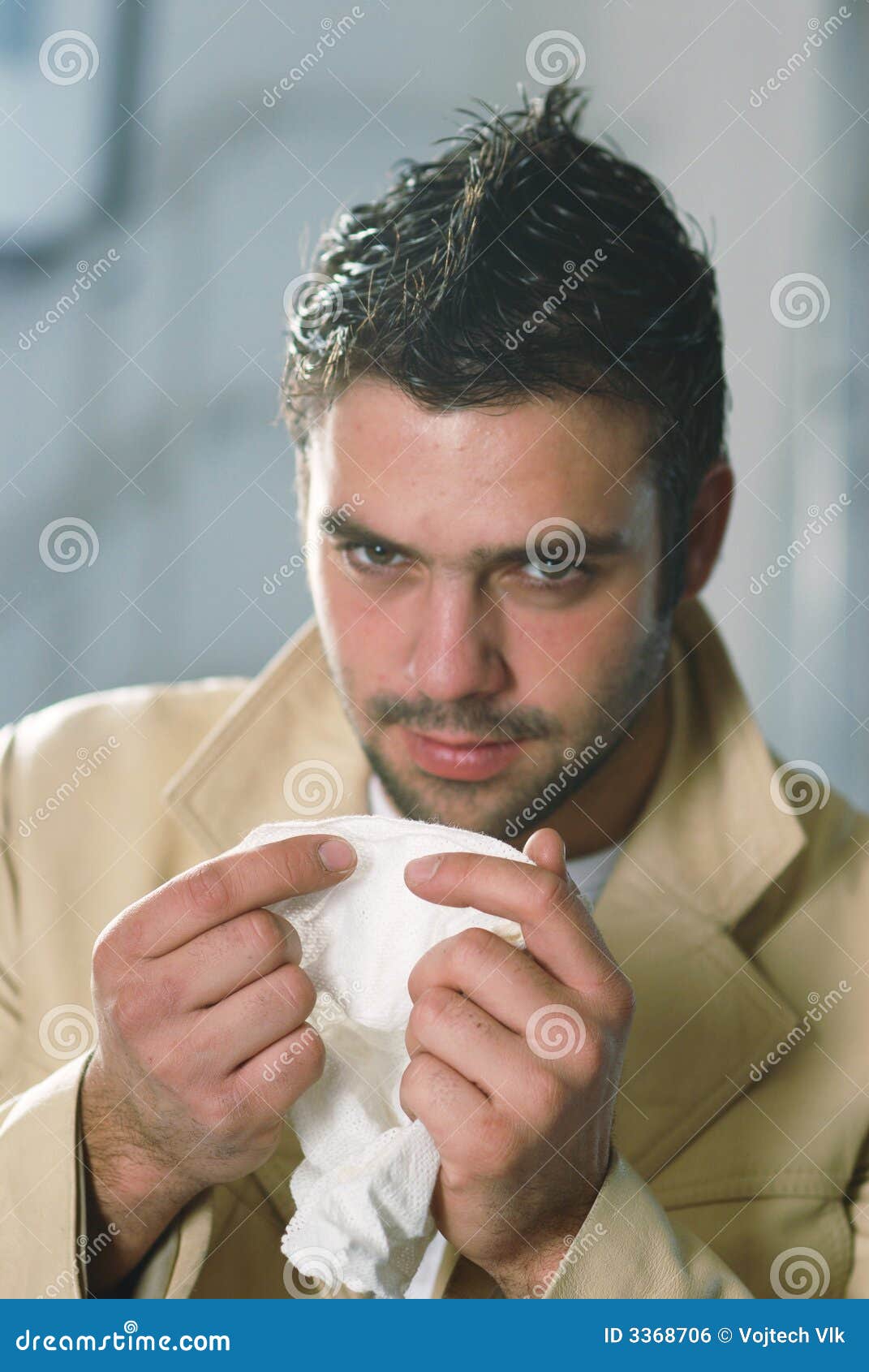 A man with a handkerchief stock photo. Image of sickness - 3368706