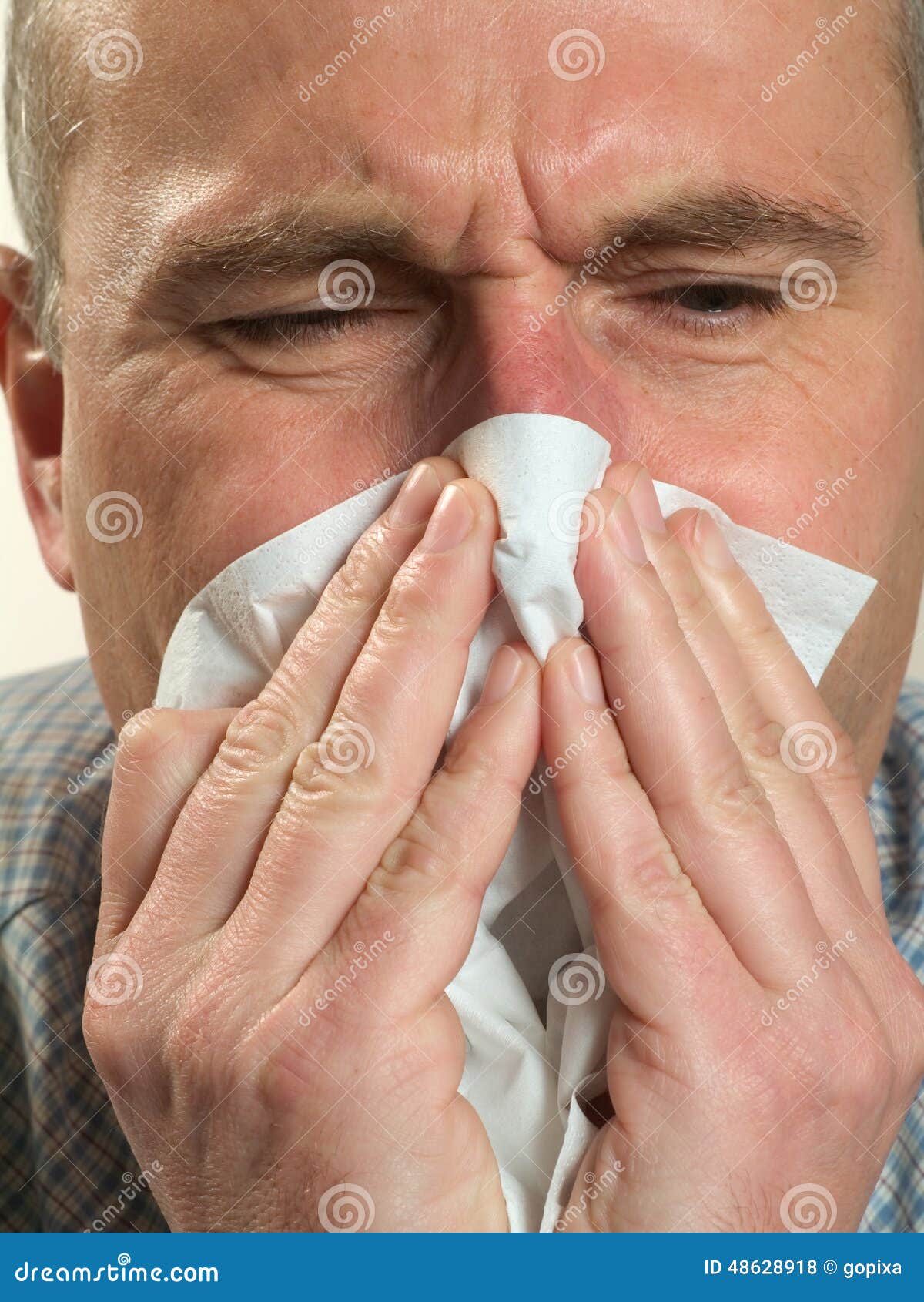 Man with handkerchief stock photo. Image of patient, cold - 48628918
