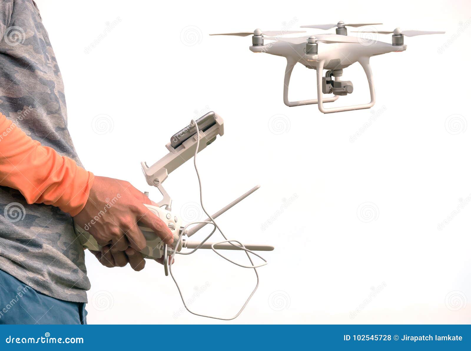 Man Handle Remote Control of Drone Stock Photo - Image of photographer ...