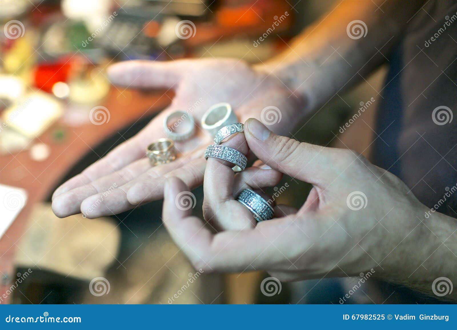 Man Handling the Handmade Rings at Jewelry Workshop Stock Image - Image ...