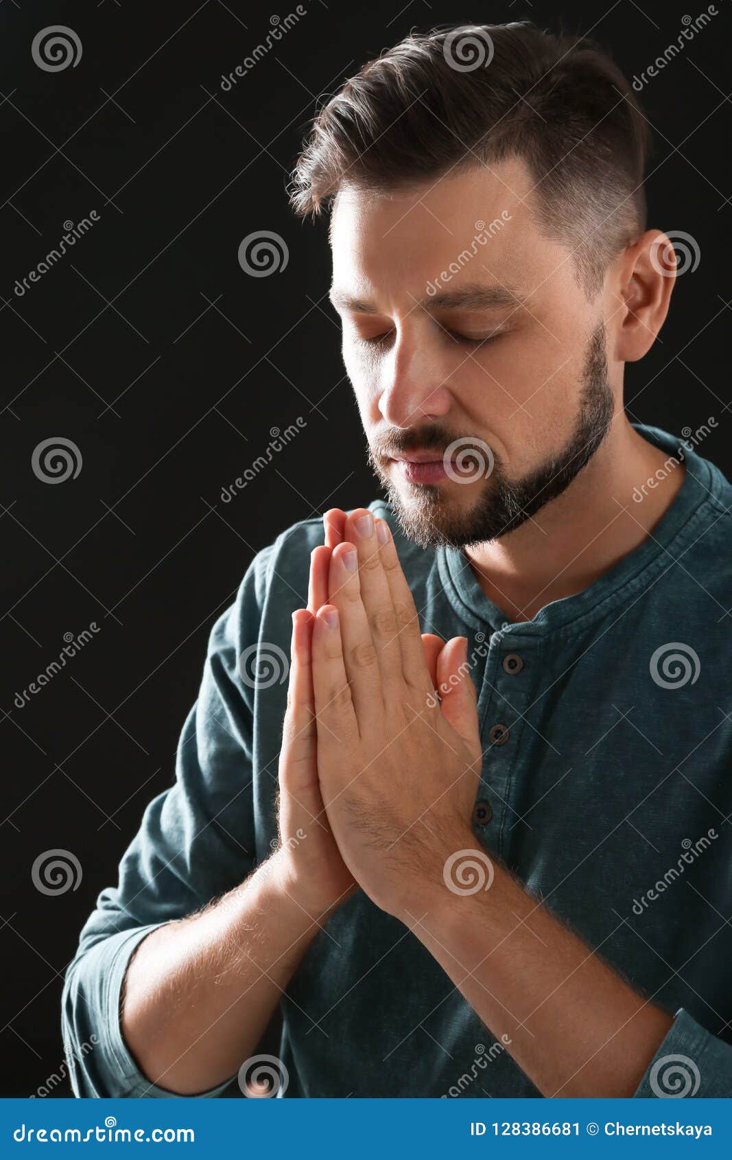 Man With Hands Clasped Together For Prayer Stock Image Image Of Jesus