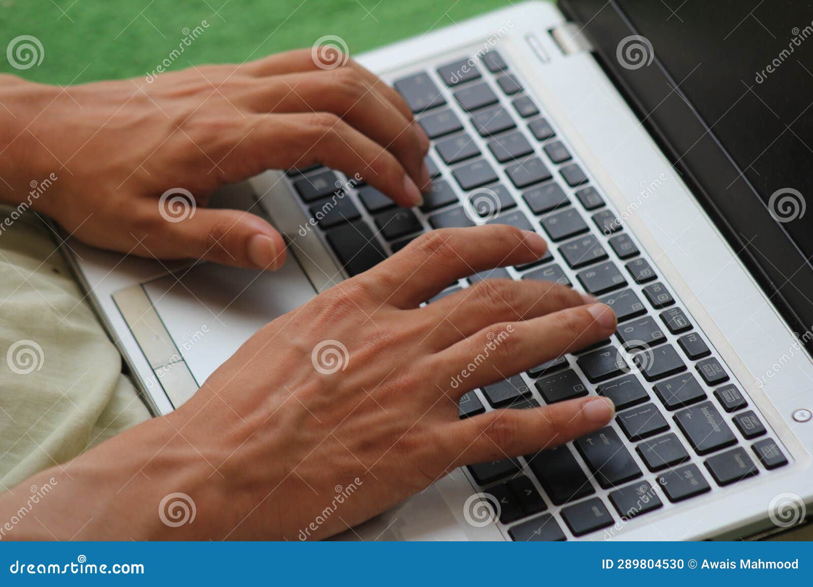 Hands on Laptop Keyboard from Top View Stock Photo - Image of document ...