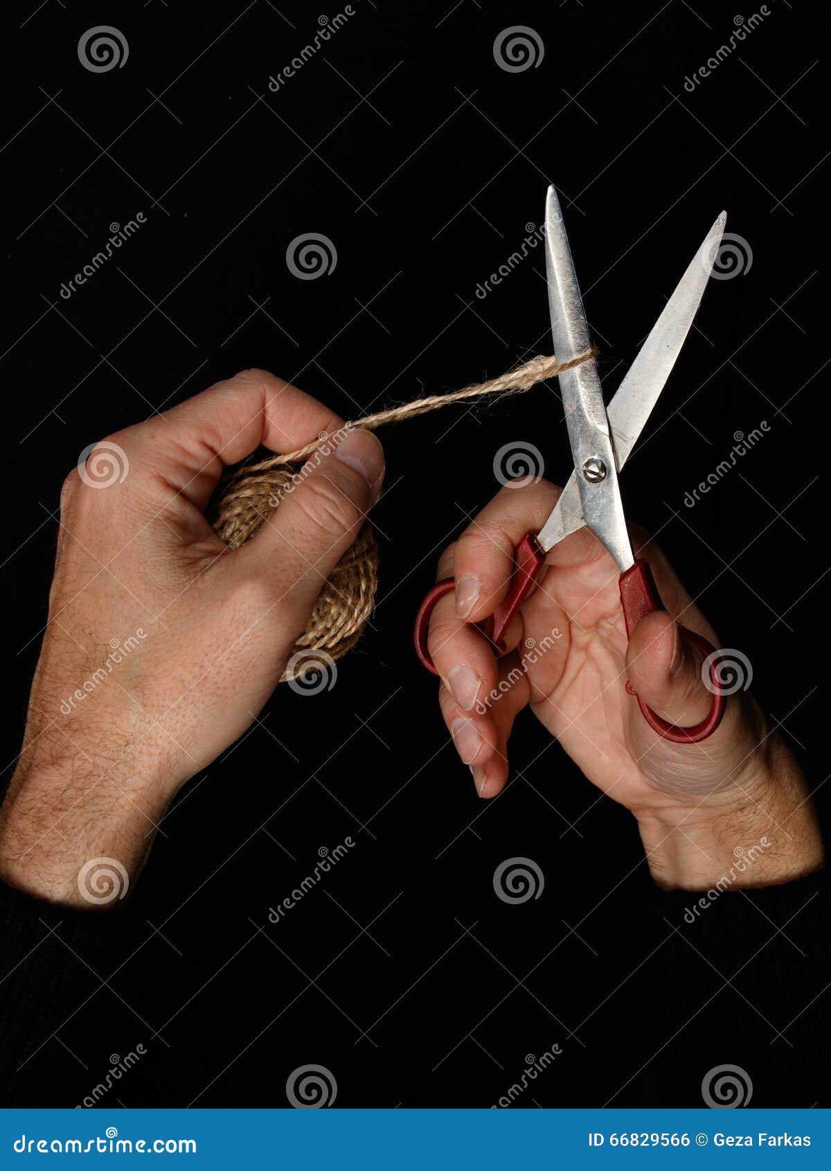 Man Hands Cut the String with Clippers Stock Photo - Image of isolated ...