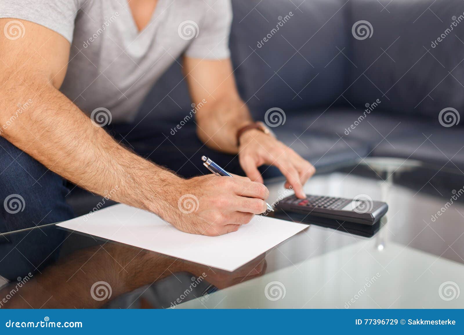 Man Hands Doing Calculation Stock Image - Image of expenses, finance ...