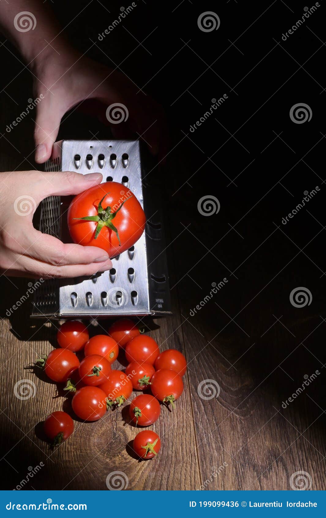 A Man Hands Grinds Tomato on a Grater Stock Photo - Image of board ...