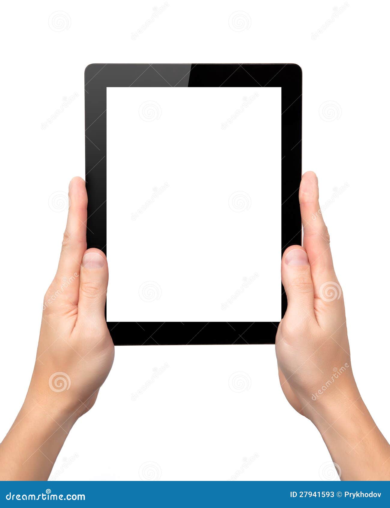 Man Hands Hold a Tablet with Isolated Screen Stock Image - Image of ...