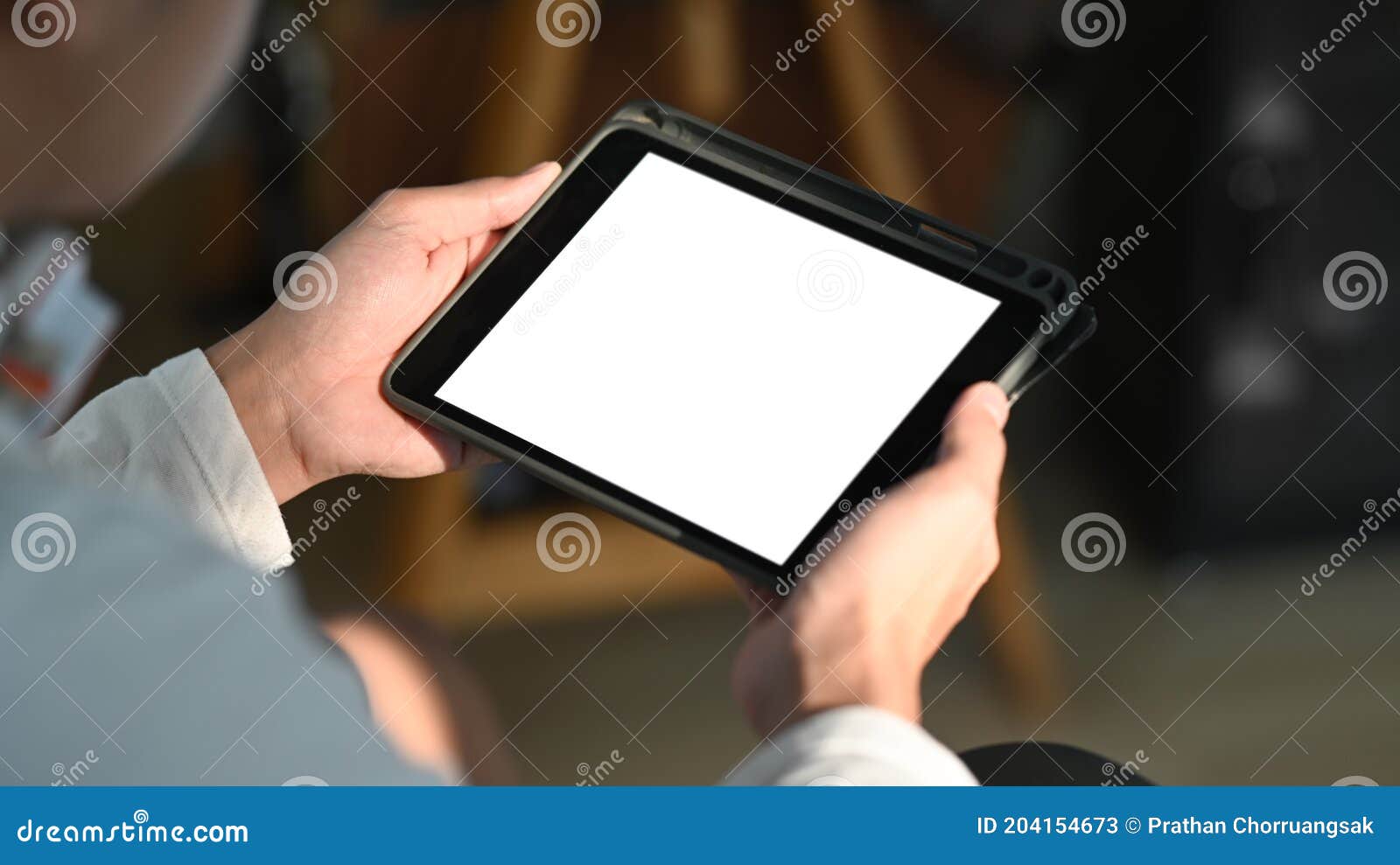 Man Hands Holding Computer Tablet. Stock Image - Image of graphic ...