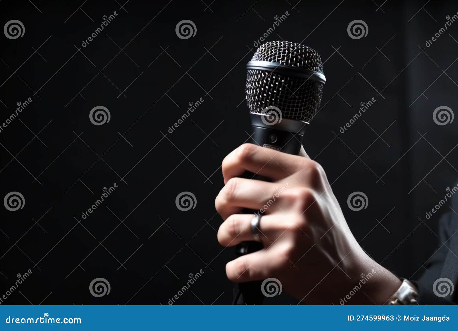 Man Hands Holding Microphone on Stand Stock Illustration - Illustration ...