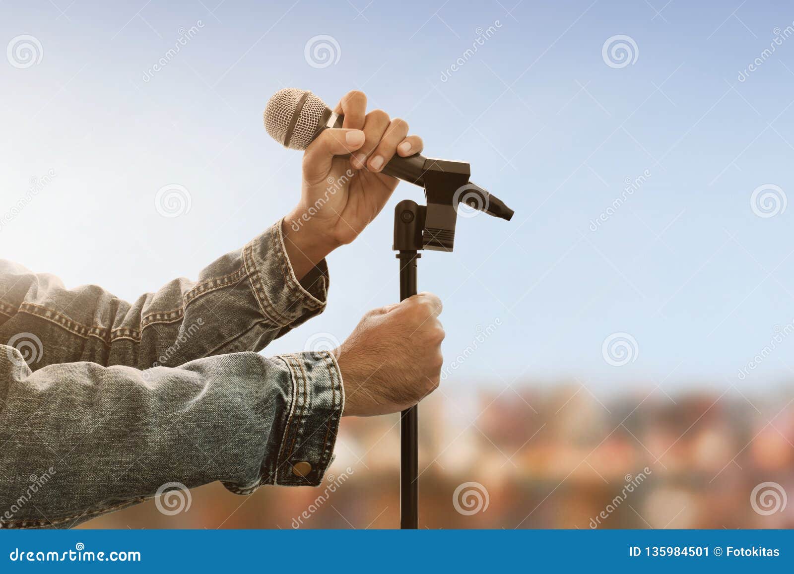 Man Hands Hold Wireless Microphone Stock Image - Image of adult ...
