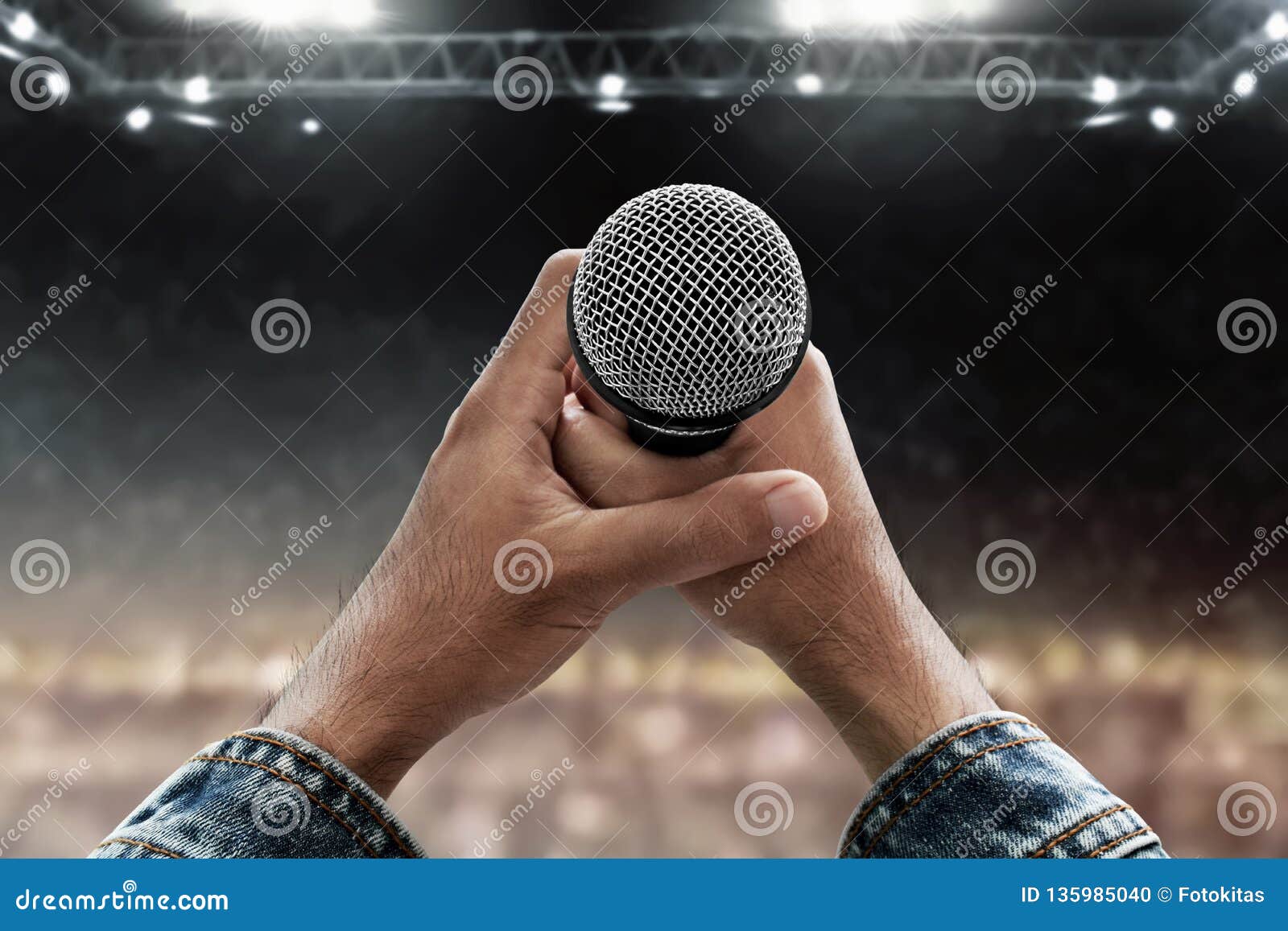 Man Hands Hold Wireless Microphone Stock Photo - Image of popular ...