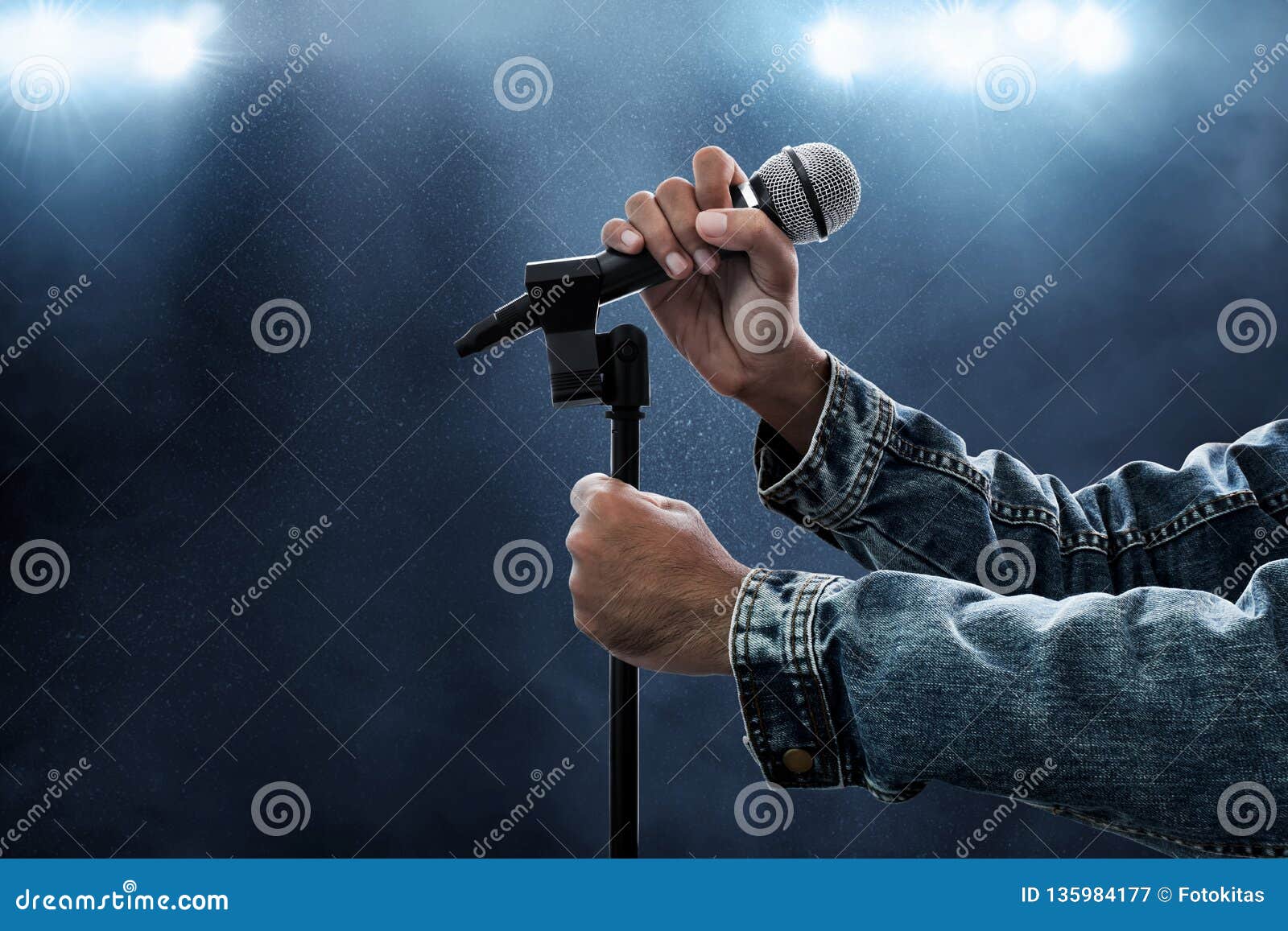 Man Hands Holding Wireless Microphone Stock Image - Image of adult ...
