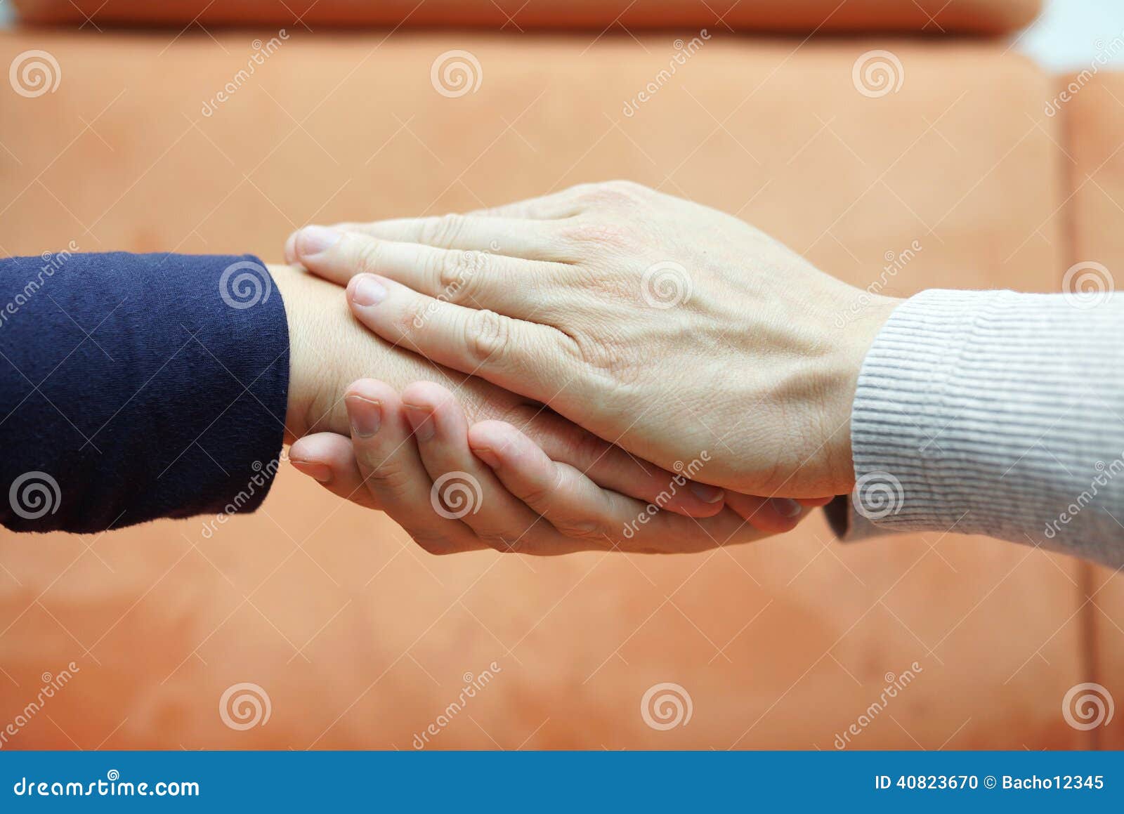 Man Hands Holding Woman Hand from Both Sides. Compassion Stock Photo ...