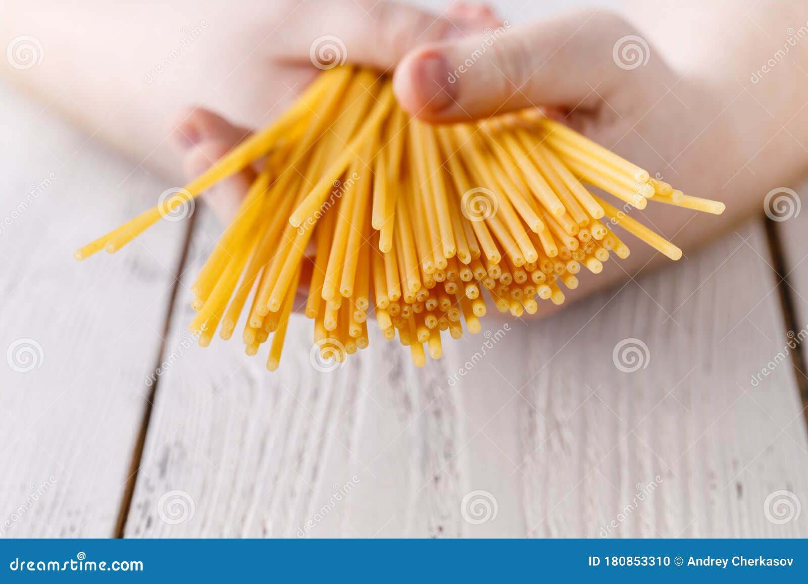 Man Hands in the Kitchen Holding Spaghetti Stock Photo - Image of ...