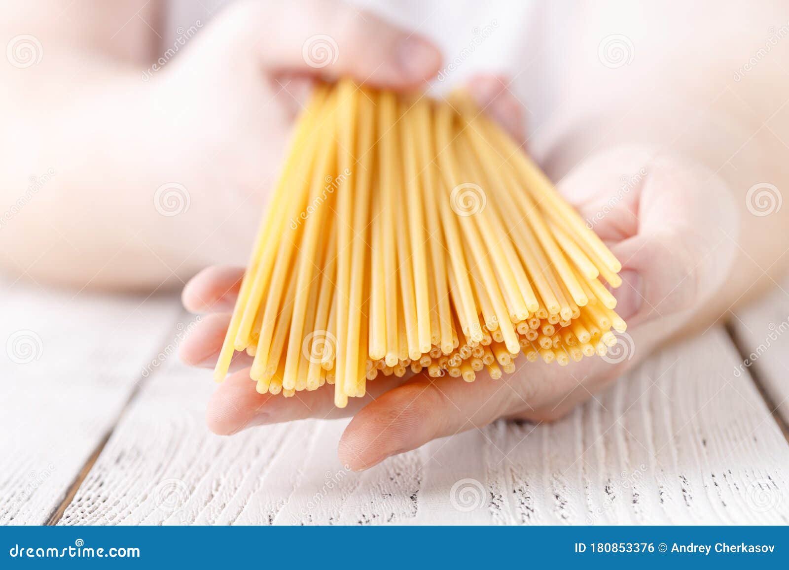 Man Hands in the Kitchen Holding Spaghetti Stock Photo - Image of ...