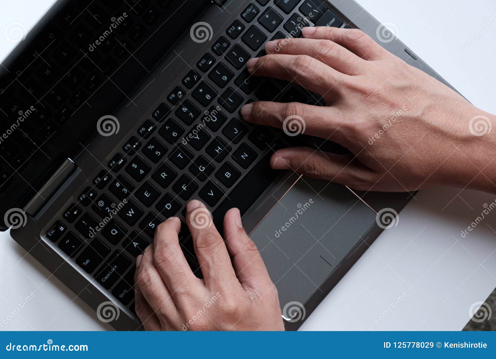 Hands with laptop typing stock image. Image of mobility - 125778029