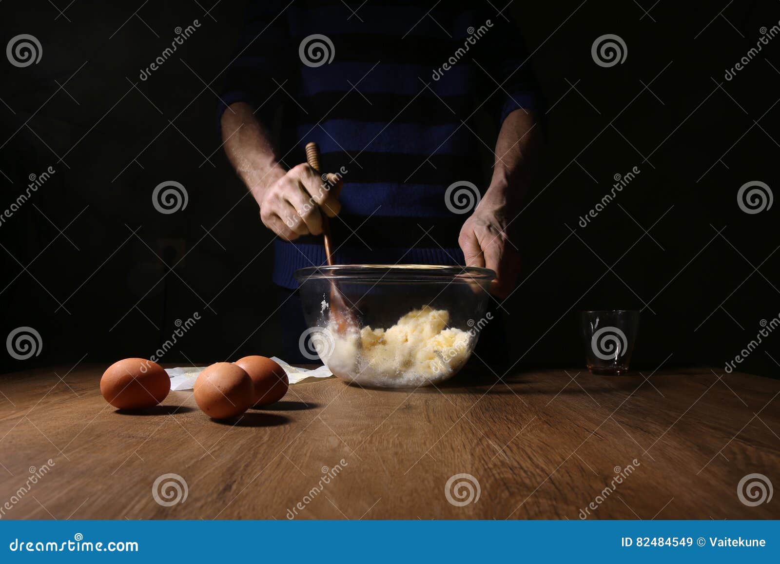 Man Hands Mixing Sugar and Butter in Bowl. Stock Image - Image of ...