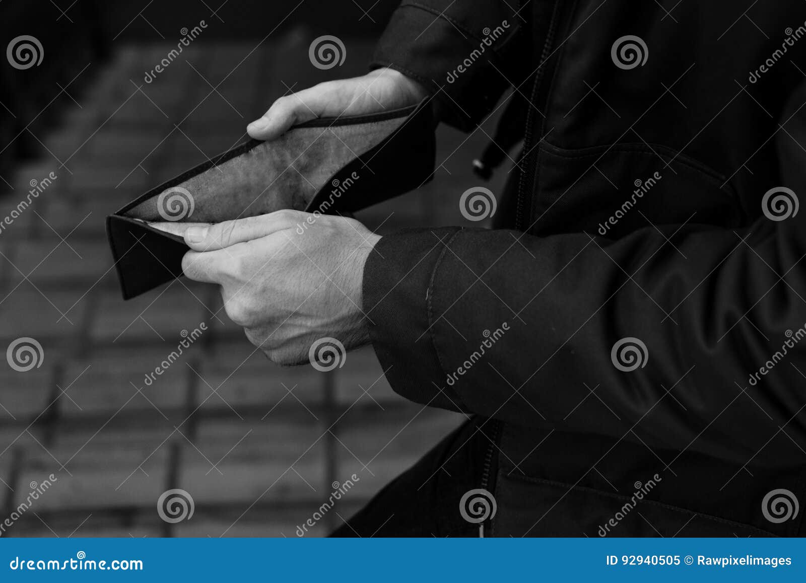 Man Hands Open Checking Empty Wallet Broke Out of Cash Stock Image ...
