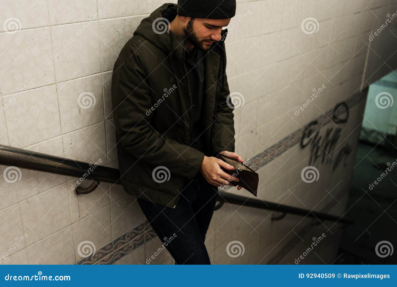 Man Hands Open Checking Empty Wallet Broke Out of Cash Stock Image ...