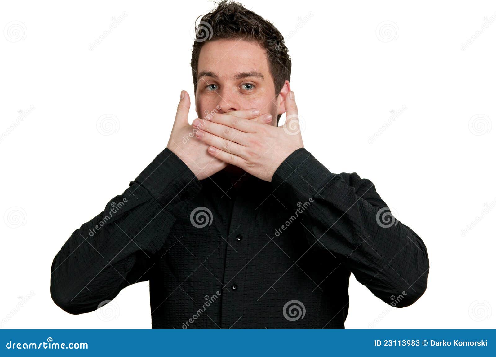 Man with Hands Over His Mouth Stock Image - Image of caucasian ...