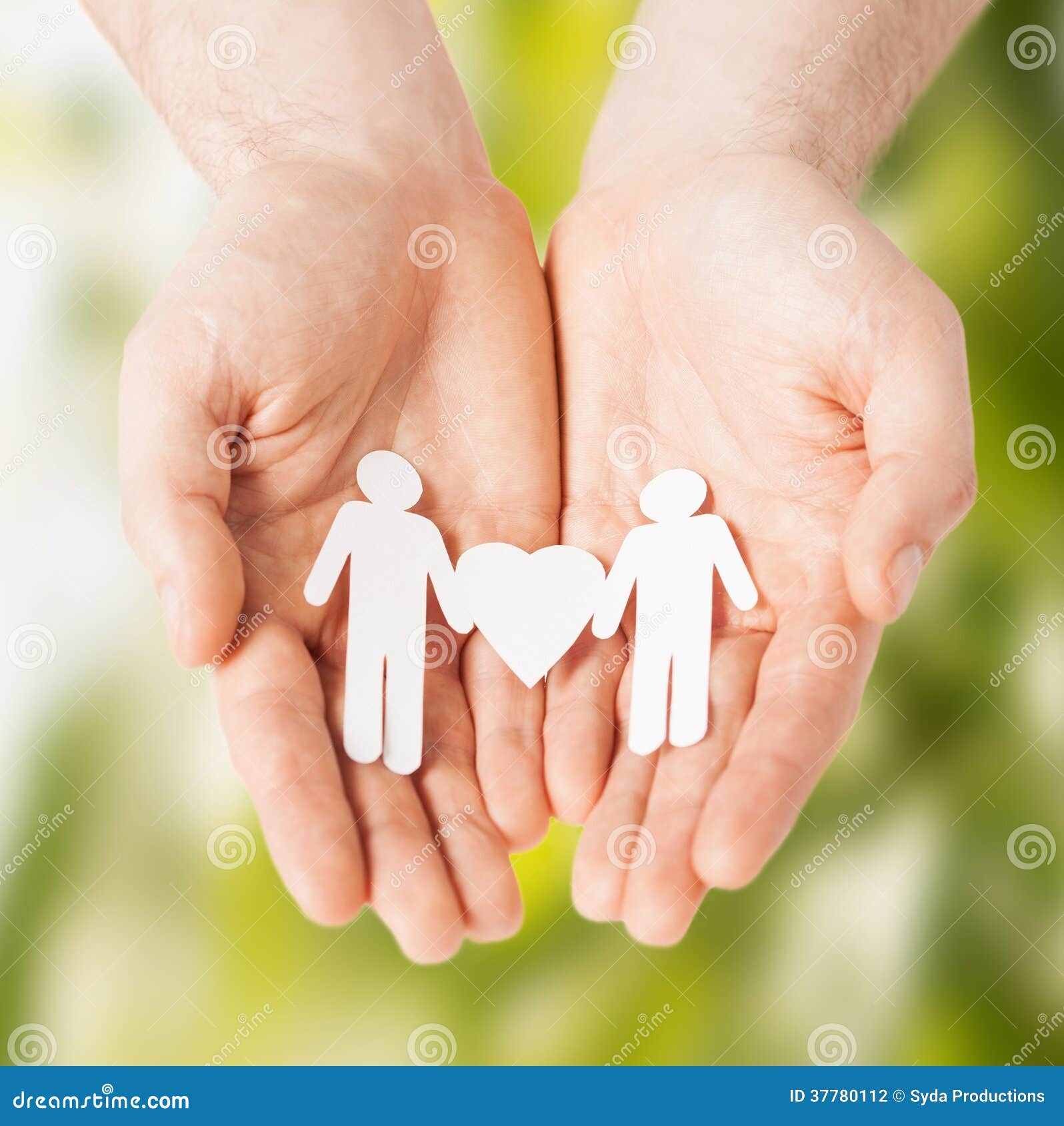 Man hands with paper men stock photo. Image of human - 37780112