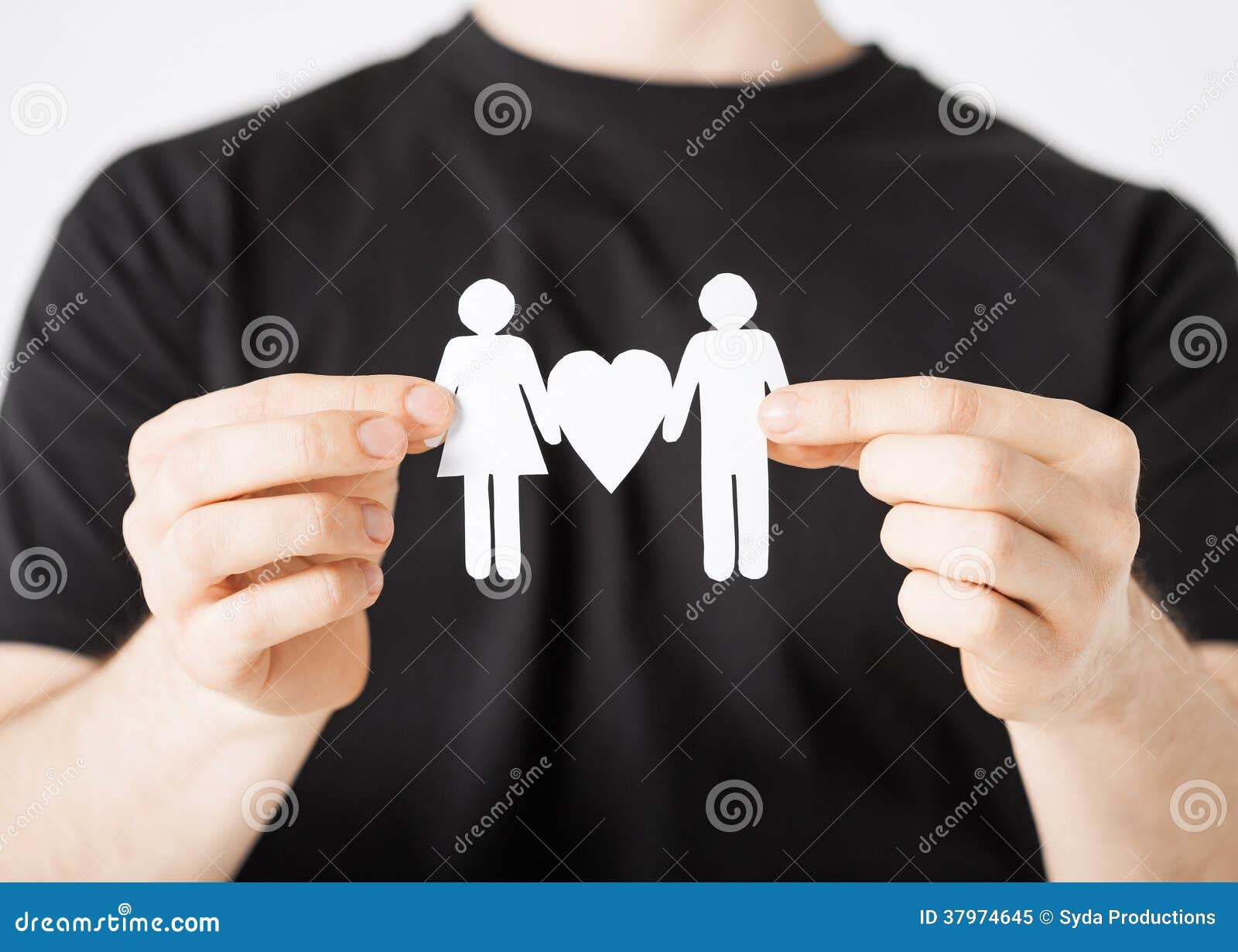 Man hands with paper men stock image. Image of care, happiness - 37974645