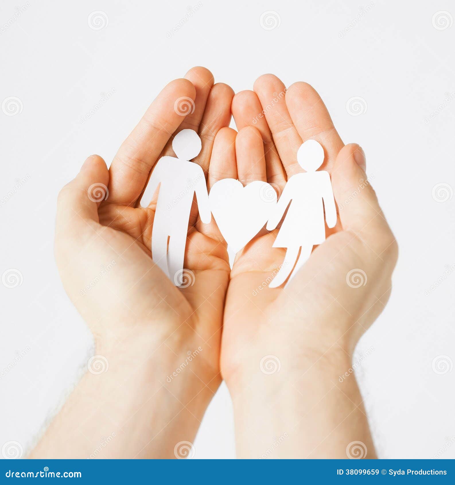 Man hands with paper men stock image. Image of heart - 38099659
