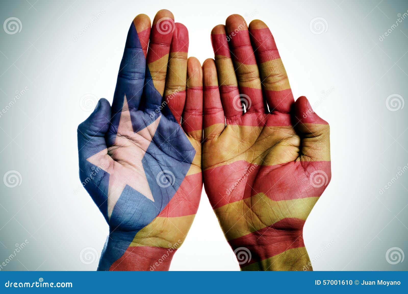 Man Hands Patterned with the Catalan Pro-independence Flag Stock Photo ...
