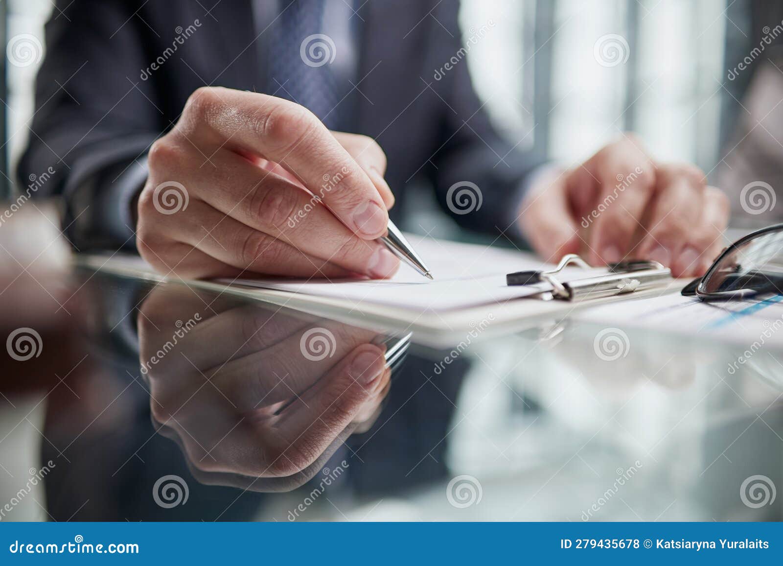 Hand Makes Notes on a Paper Notebook, Close-up Stock Photo - Image of ...
