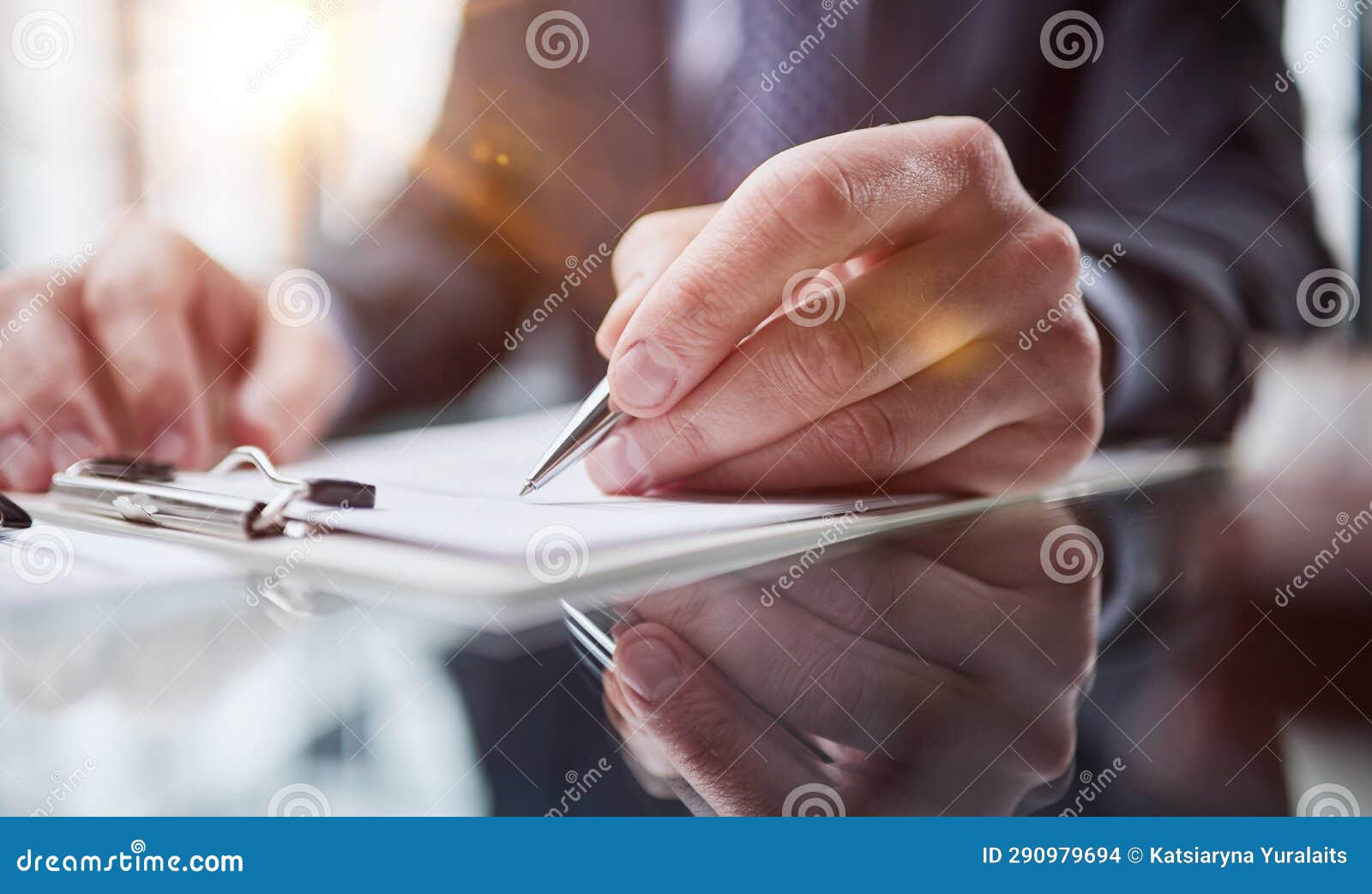 Hand Makes Notes on a Paper Notebook, Close-up Stock Photo - Image of ...