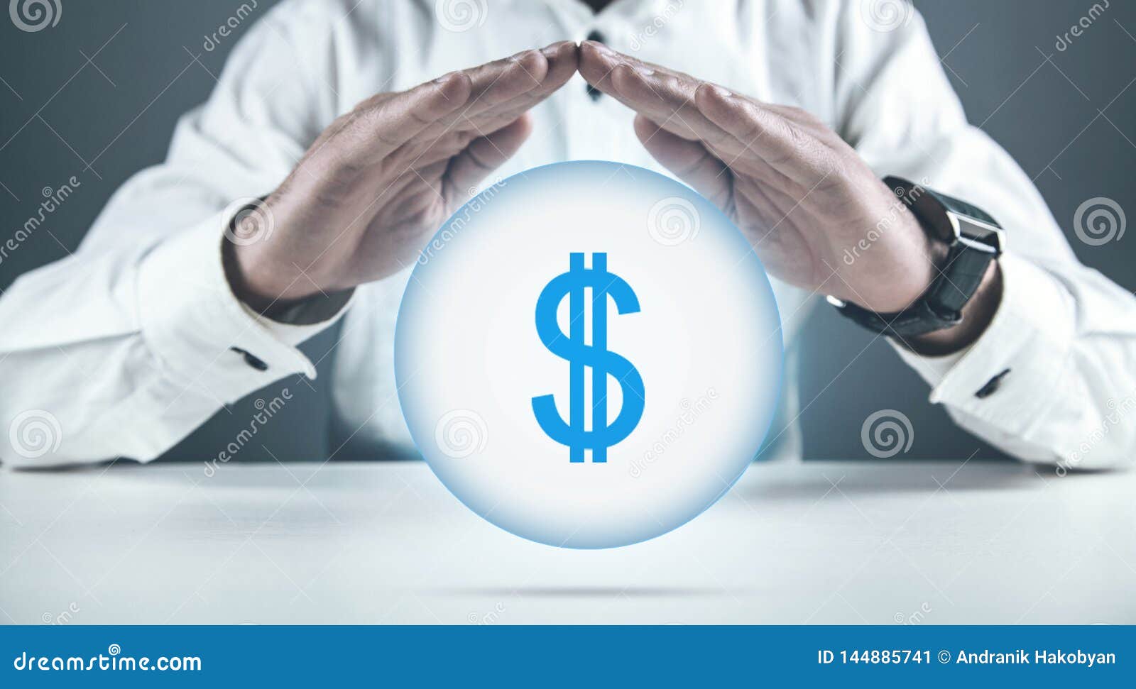 Man Hands Protect Dollar Sign Stock Image - Image of holding, economy ...