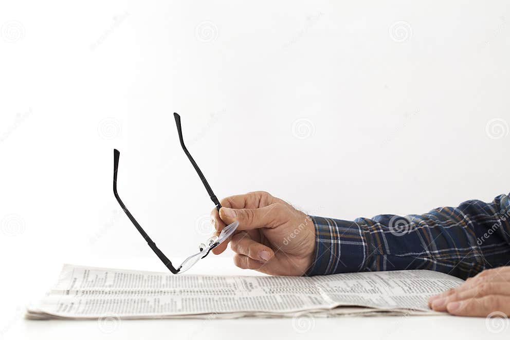 Man Hands with Reading Newspaper Stock Image - Image of holding, office ...