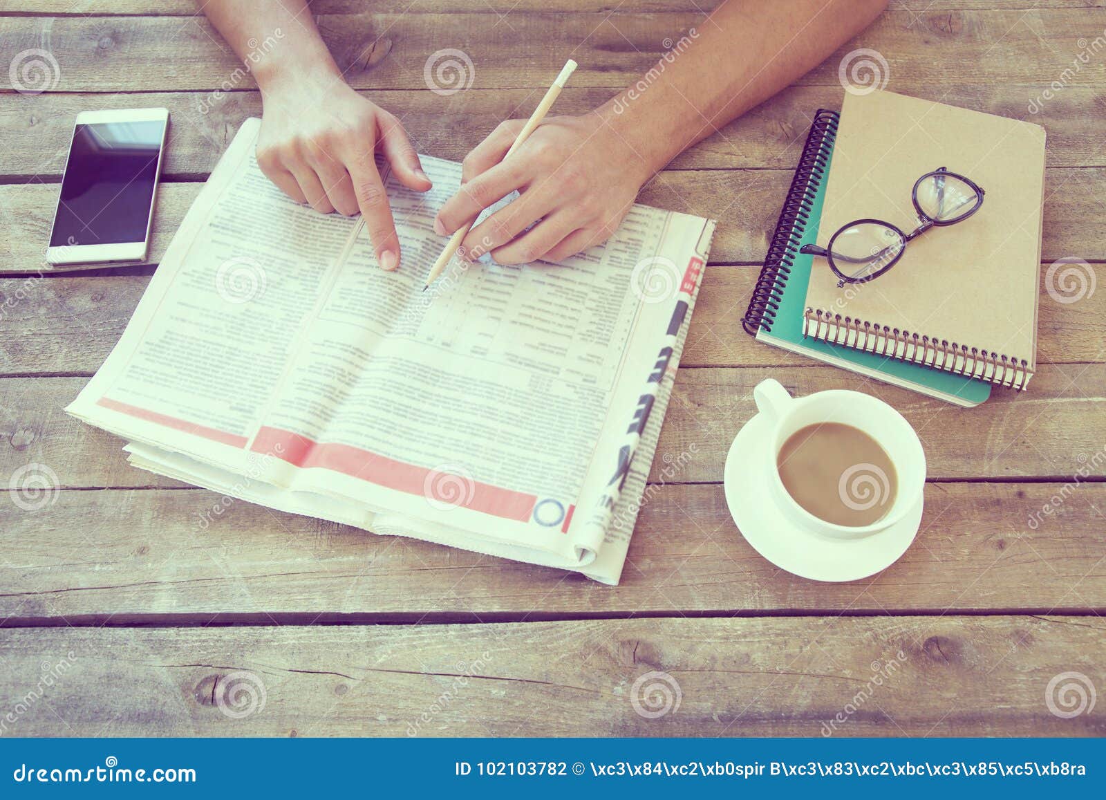 Man Hands Reading Newspaper Stock Photo - Image of paper, eyeglasses ...