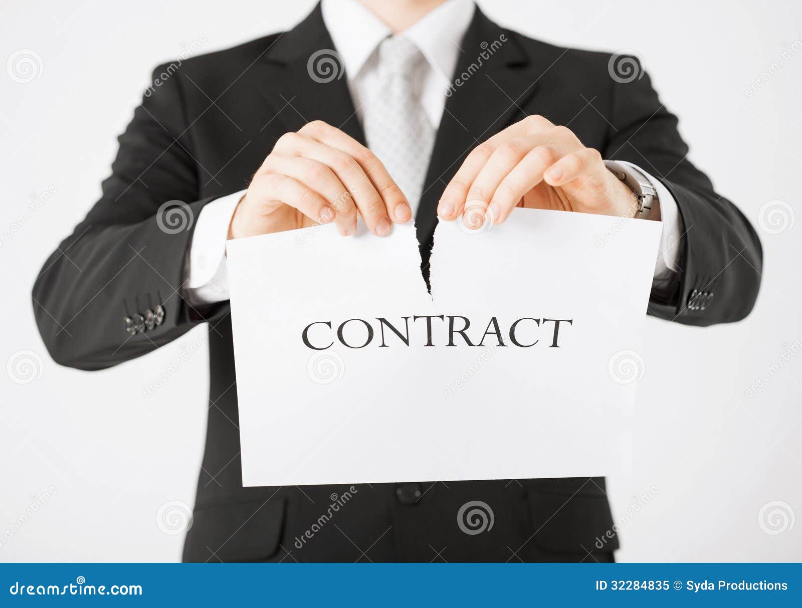 Man Hands Tearing Contract Paper Stock Image - Image of management ...