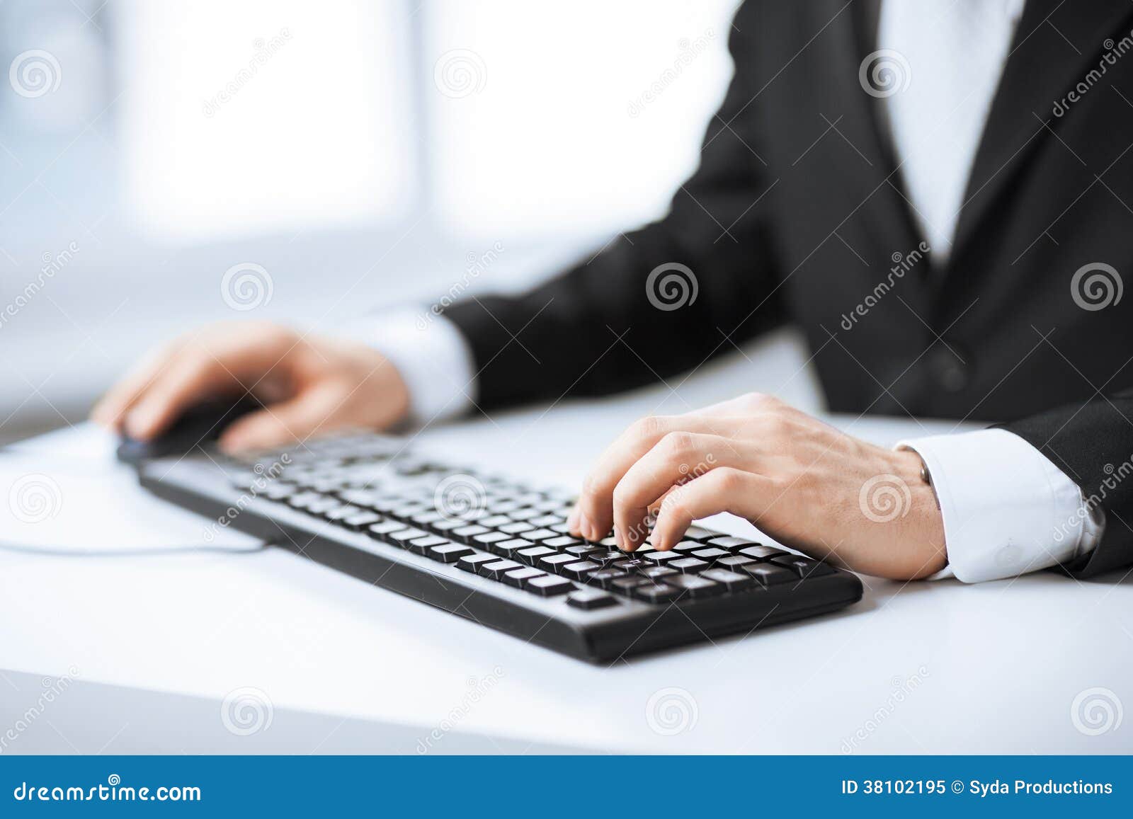 Man Hands Typing on Keyboard Stock Image - Image of information, email ...