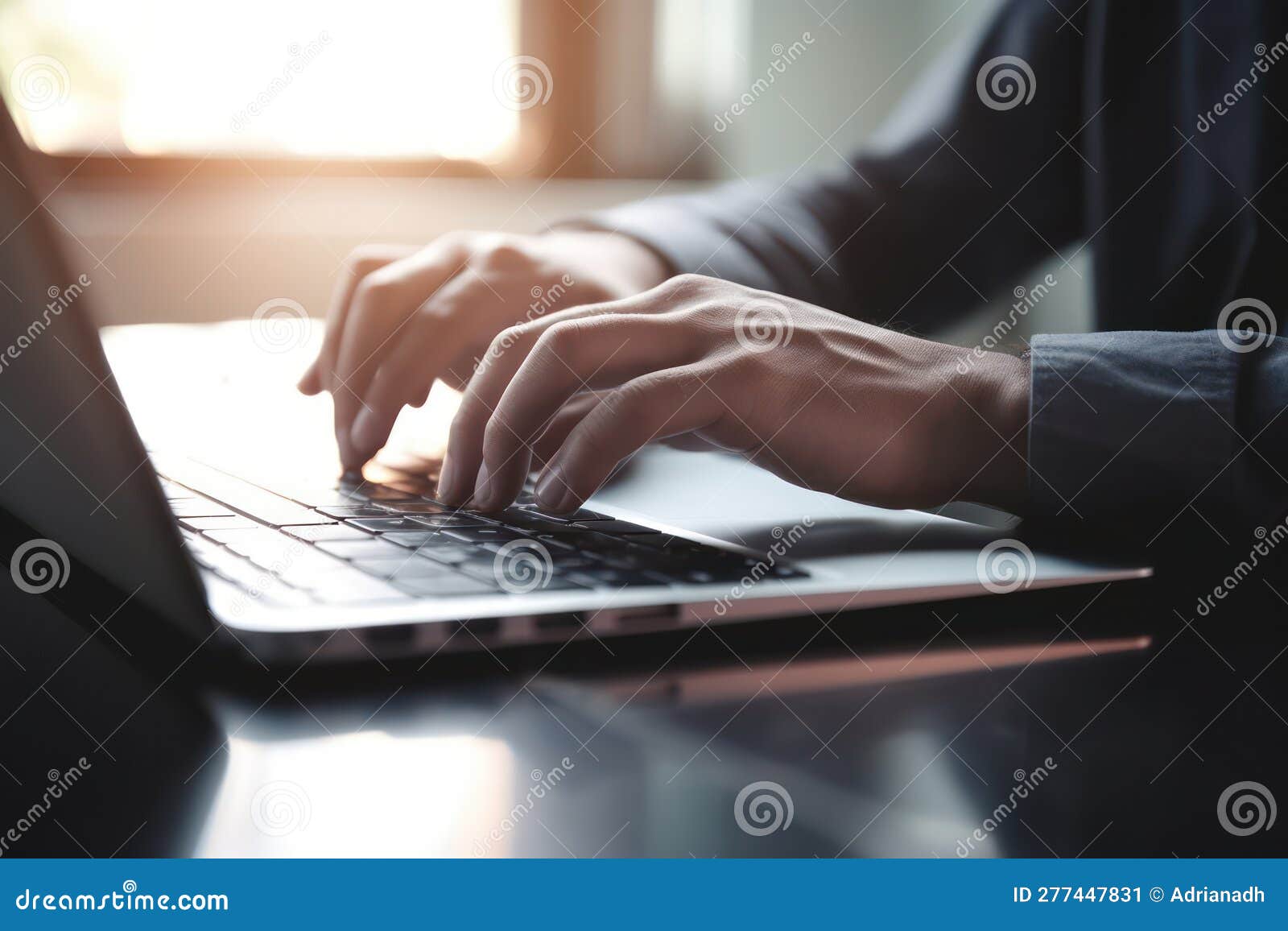 Man Hands Typing on Laptop Computer Keyboard Stock Illustration ...