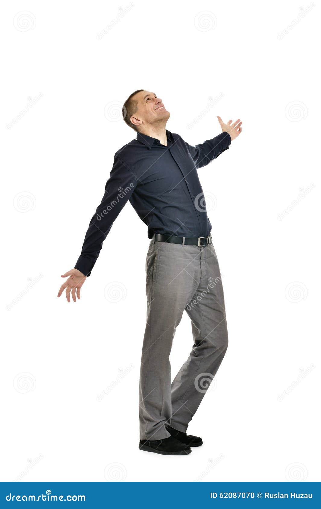 Man with hands up stock photo. Image of portrait, isolate - 62087070