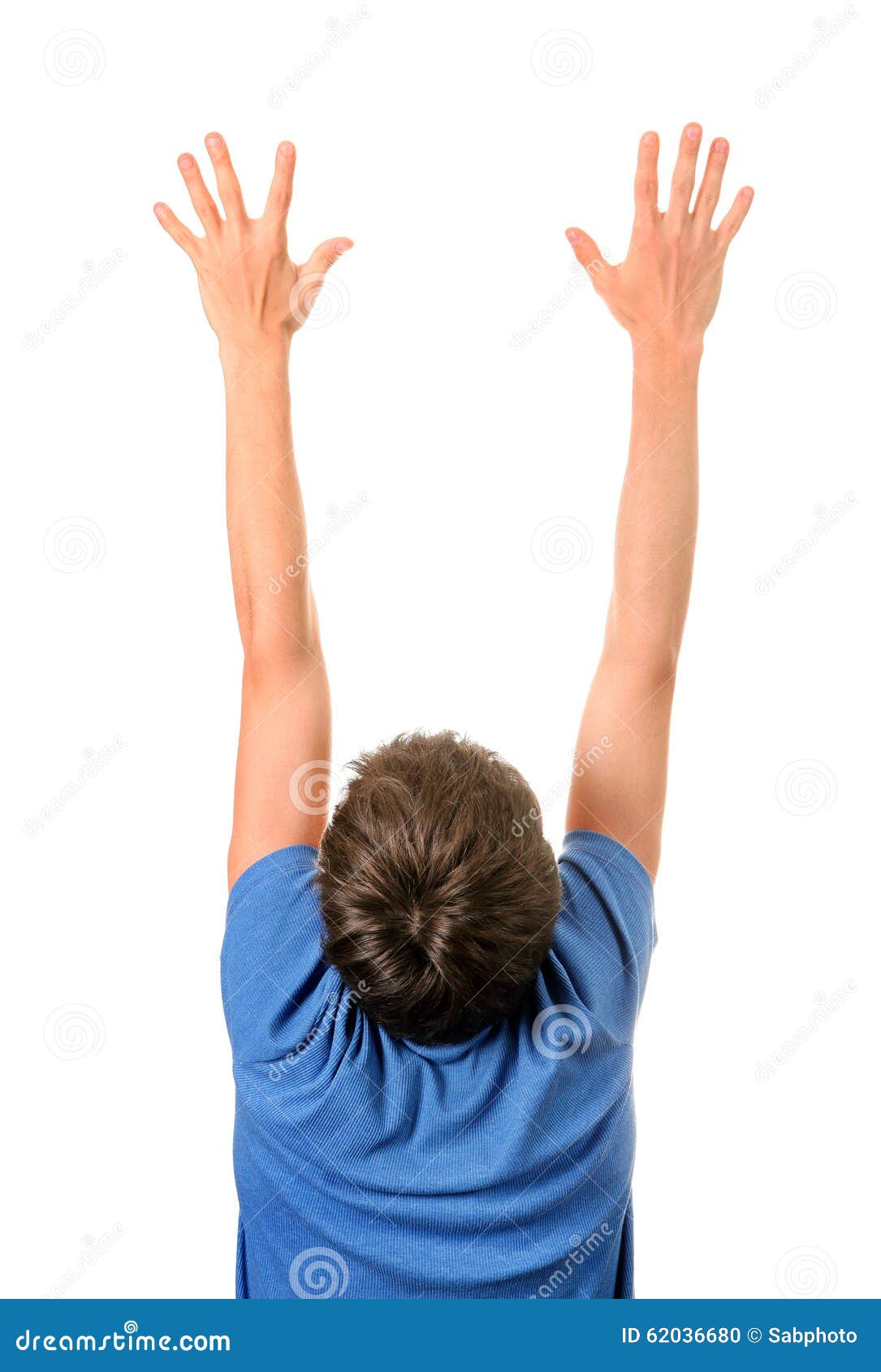 Man with Hands Up stock photo. Image of stretch, brunette - 62036680