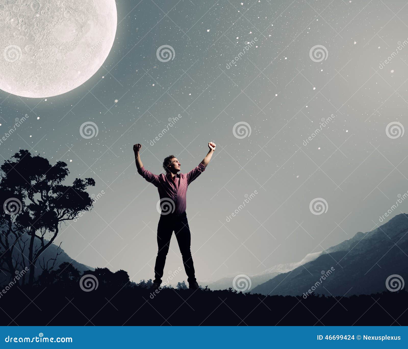 Man with hands up stock photo. Image of happy, freedom - 46699424
