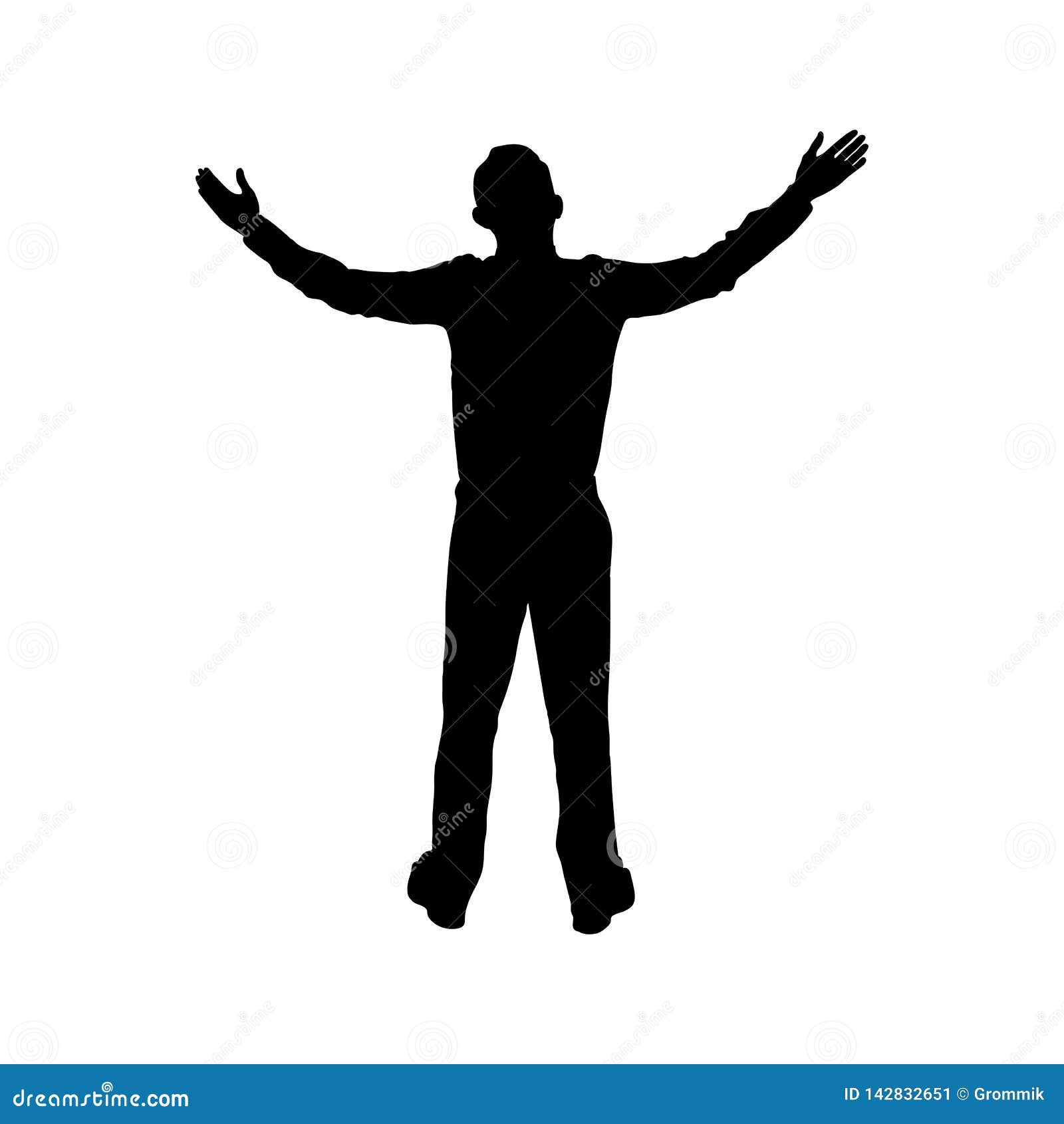 Man with Hands Up, Simple Design Stock Vector - Illustration of drawn ...