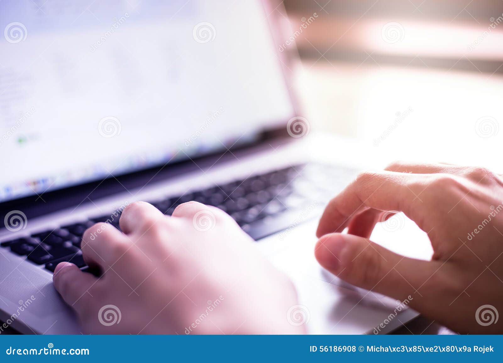 Man Hands Using Laptop on Desk Stock Photo - Image of imac ...