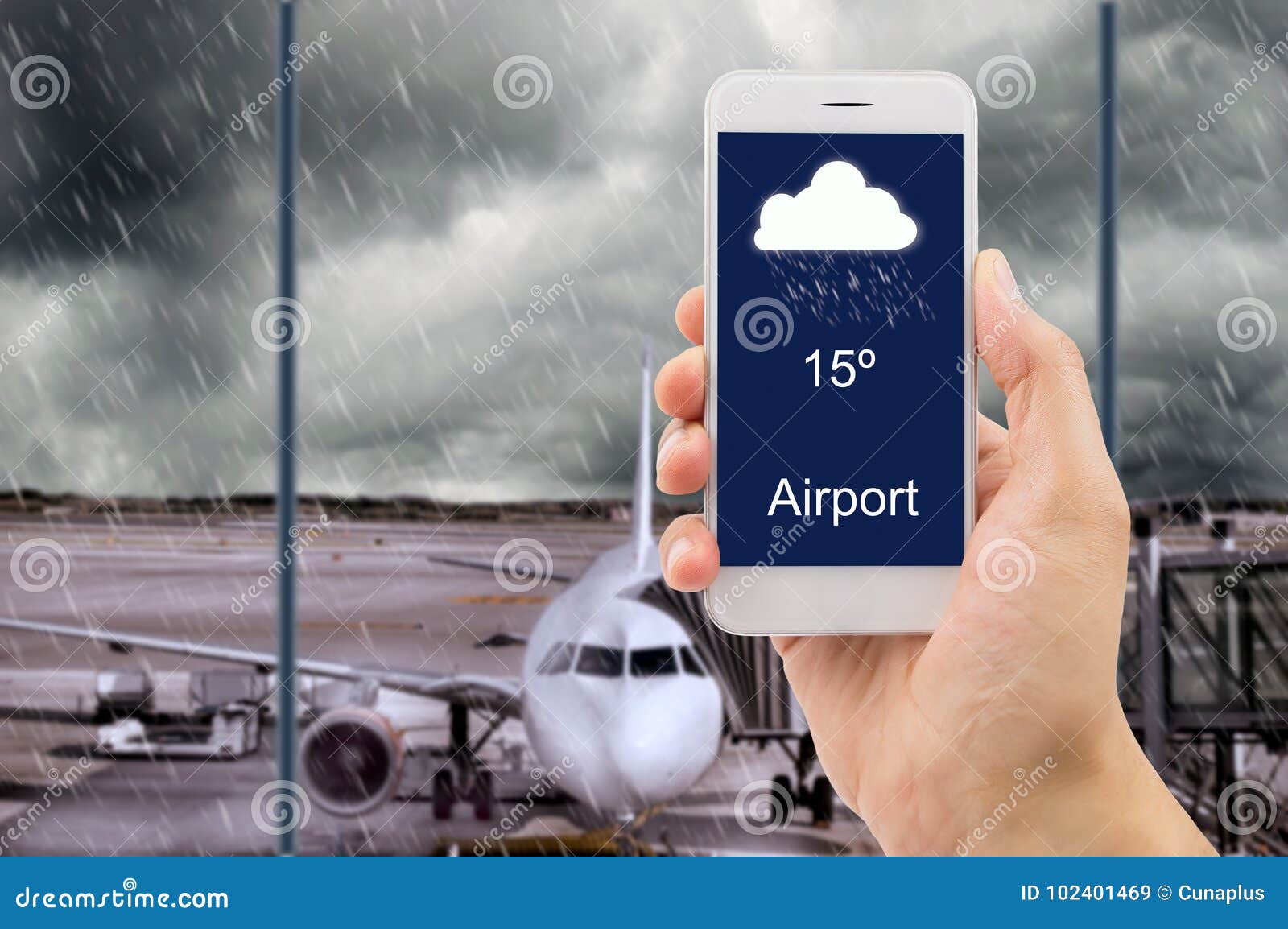 Forecast Weather with Smartphone at the Airport Stock Image - Image of ...