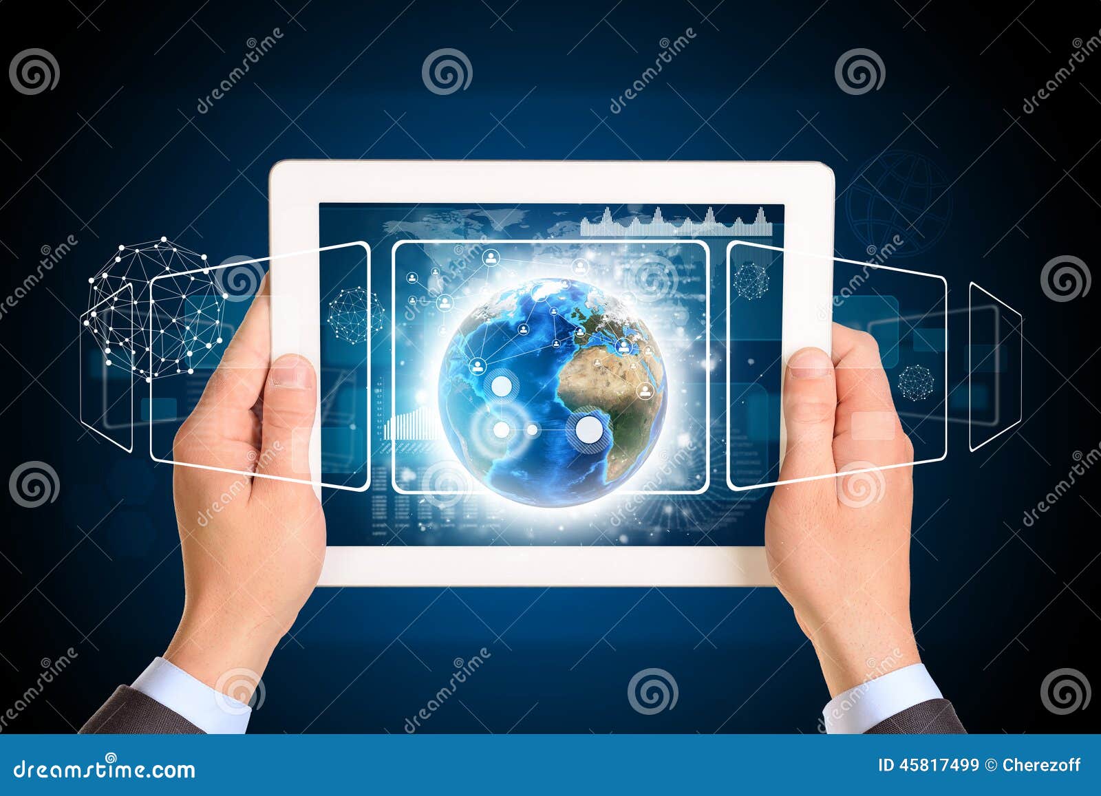 Man hands using tablet pc stock image. Image of network - 45817499