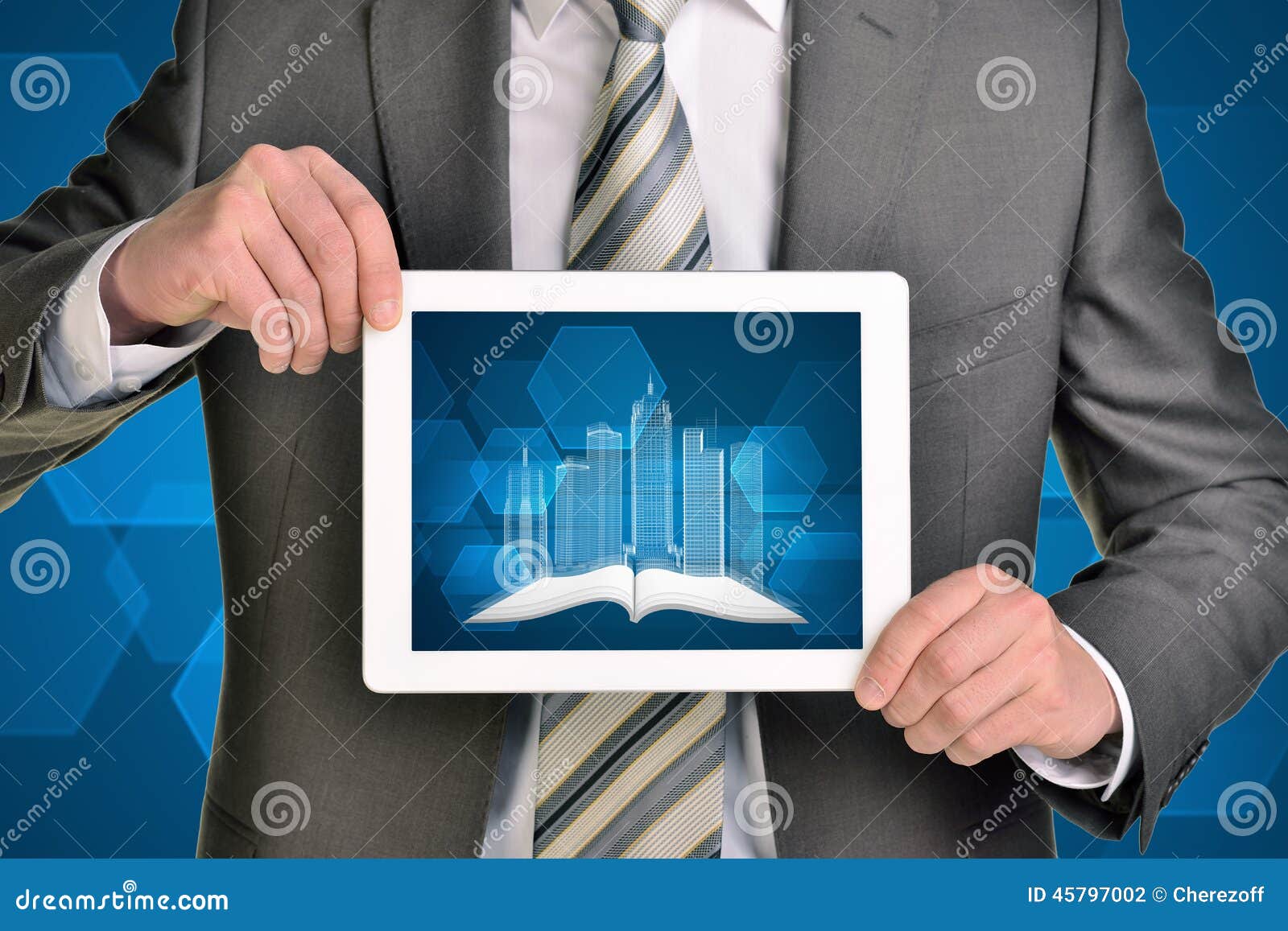 Man Hands Using Tablet Pc. Image of Wire-frame Stock Photo - Image of ...