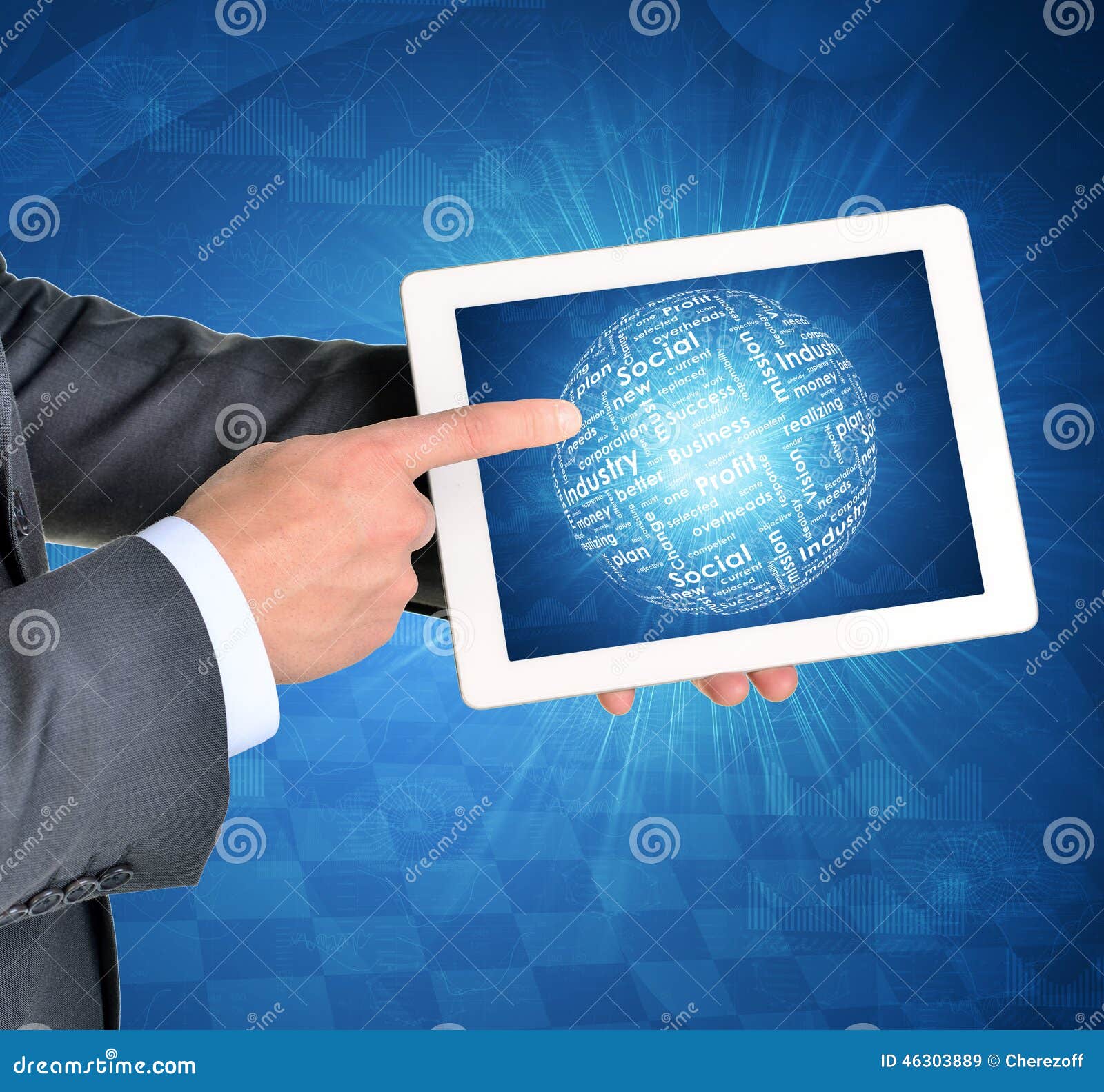 Man Hands Using Tablet Pc. Sphere of Business Stock Image - Image of ...