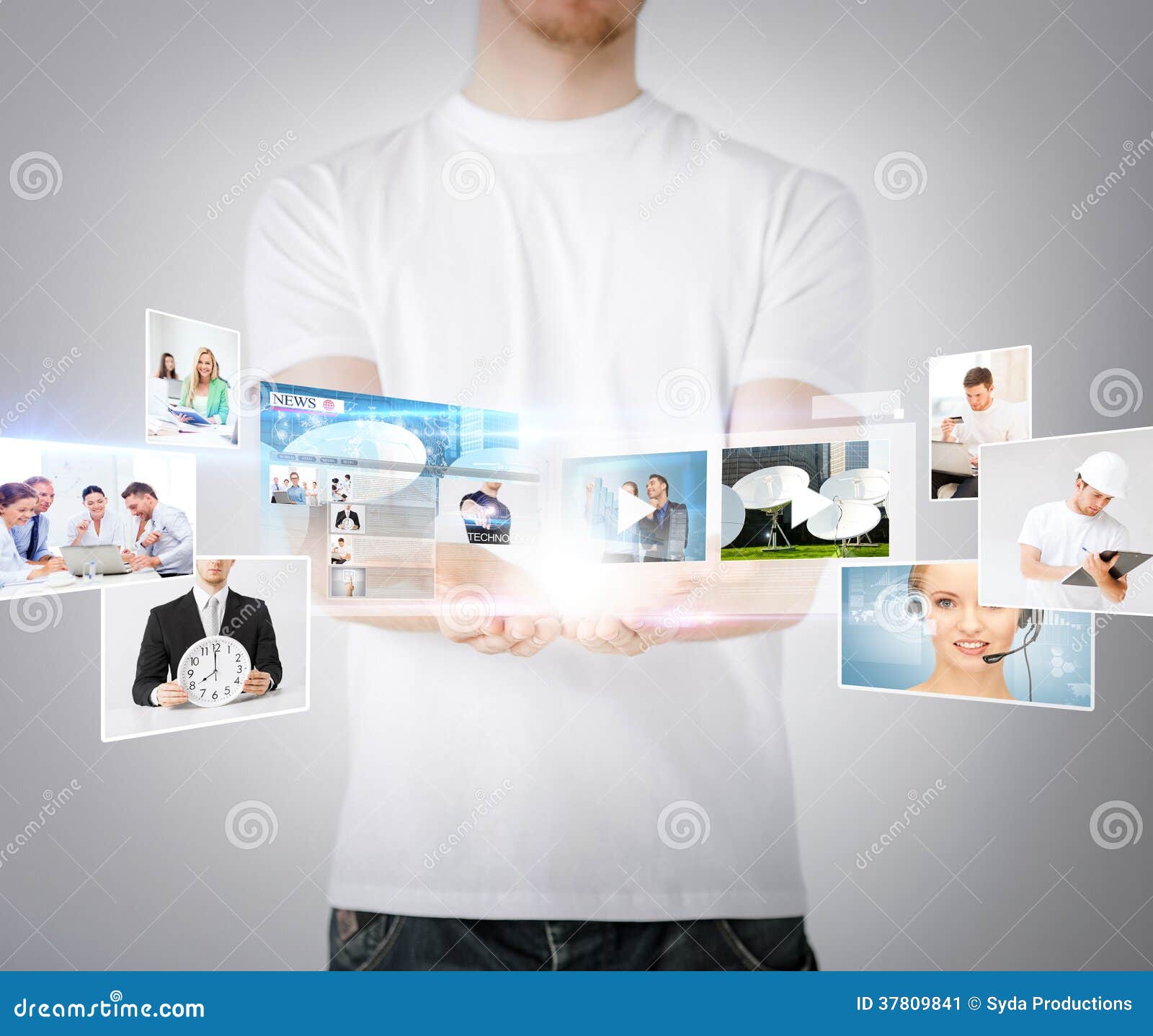 Man Hands with Virtual Screens Stock Image - Image of play, people ...