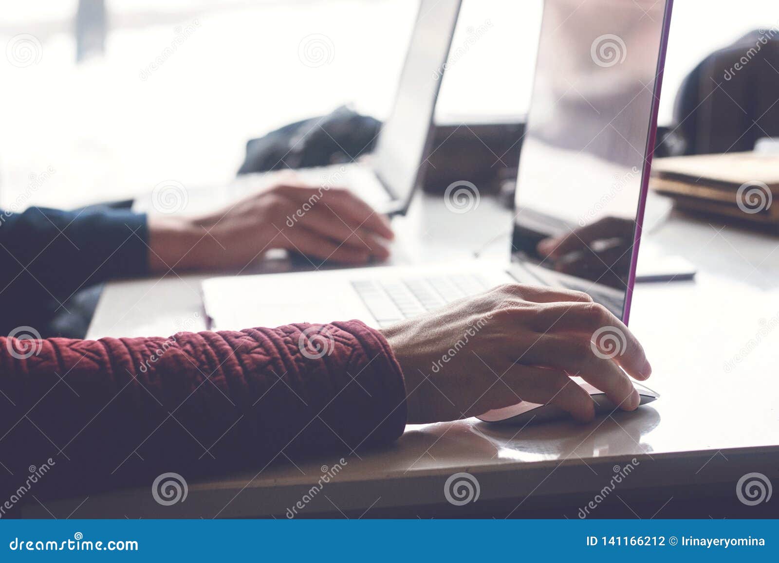 Man Hands Working on Modern Laptop. Developing Programming and Coding ...